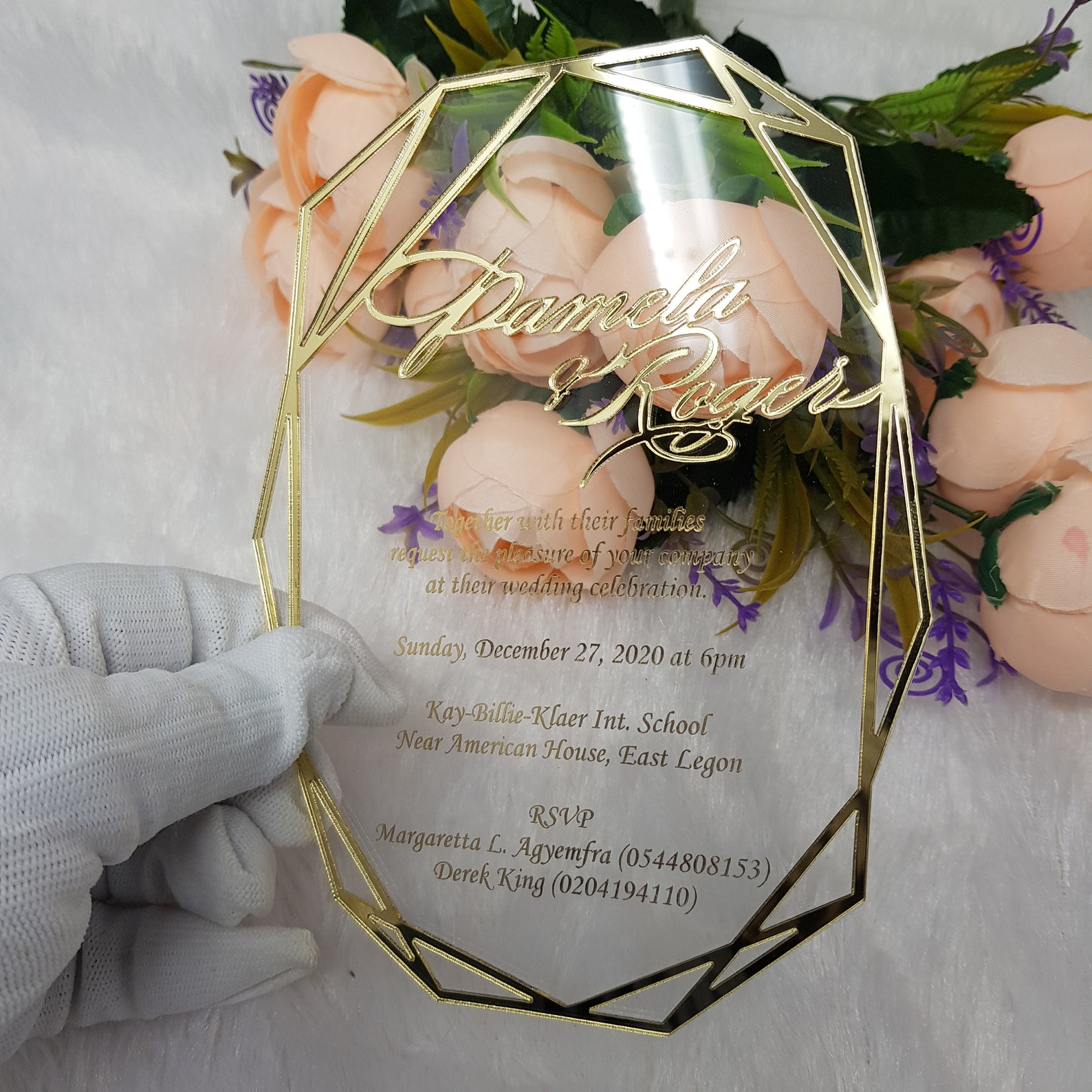 Acrylic Clear Invitation Geometric Wedding Invitations | Etsy