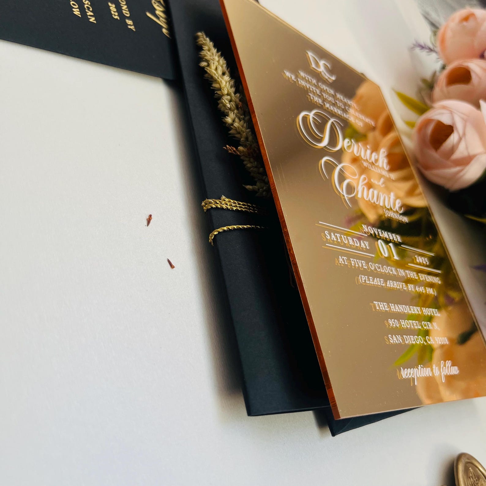 Elegant Mirror Silver Acrylic Invitations, Wedding Invites With Powder ...