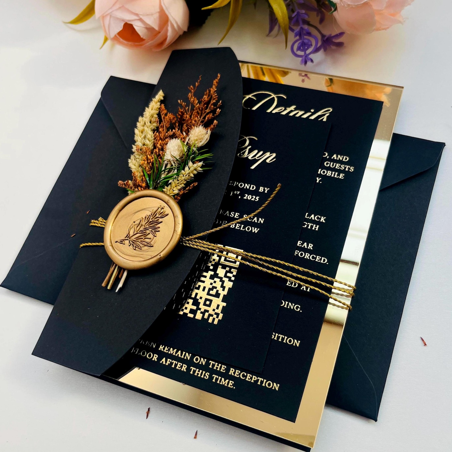 Elegant Mirror Silver Acrylic Invitations, Wedding Invites With Powder ...