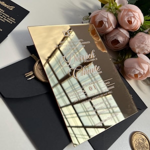 Elegant Mirror Silver Acrylic Invitations, Wedding Invites With Powder ...