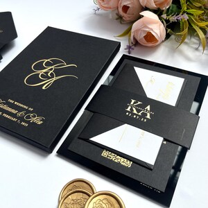 Black Mirror Acrylic Wedding Invitation, Black Mirror Invitation, Black ...