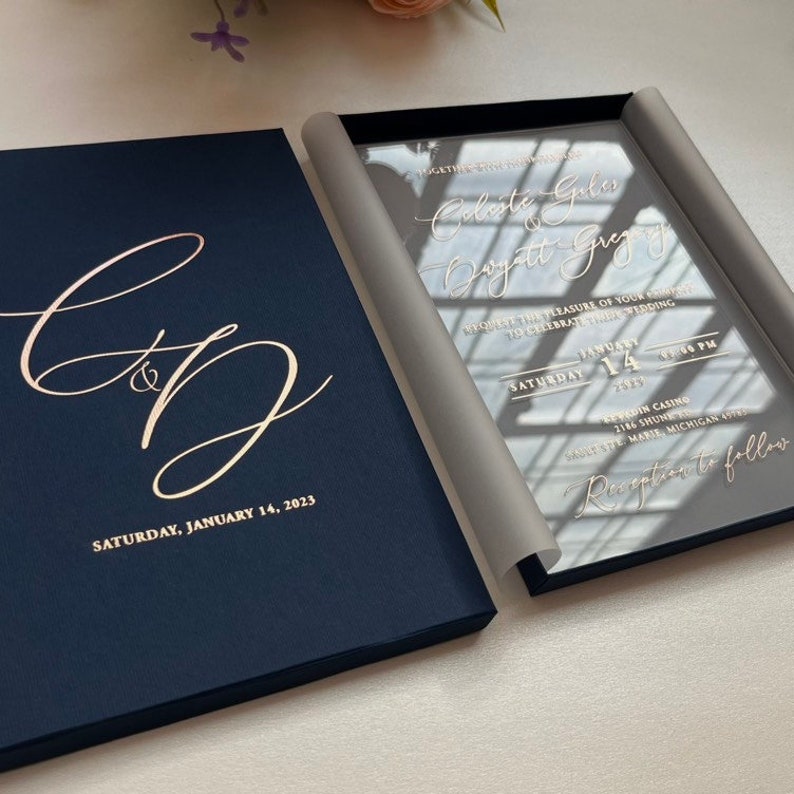 Blue Color Wedding Invitation Blue Acrylic Wedding - Etsy