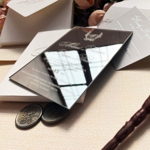 Silver Mirror Acrylic Wedding Invitation: Elegant White Box Suite ...