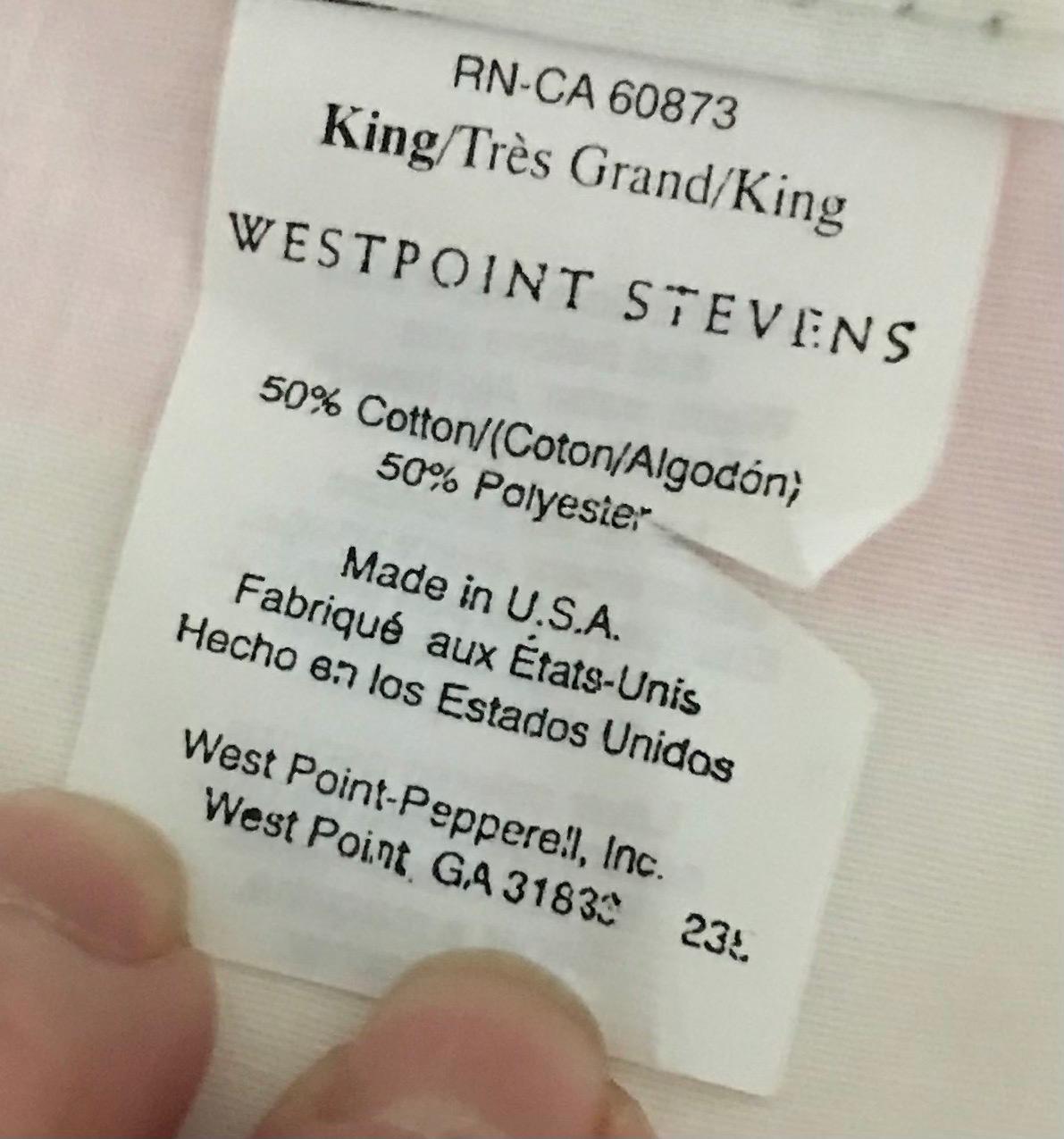Vintage Westpoint Stevens King Flat Sheet Pink White Striped Cabbage ...