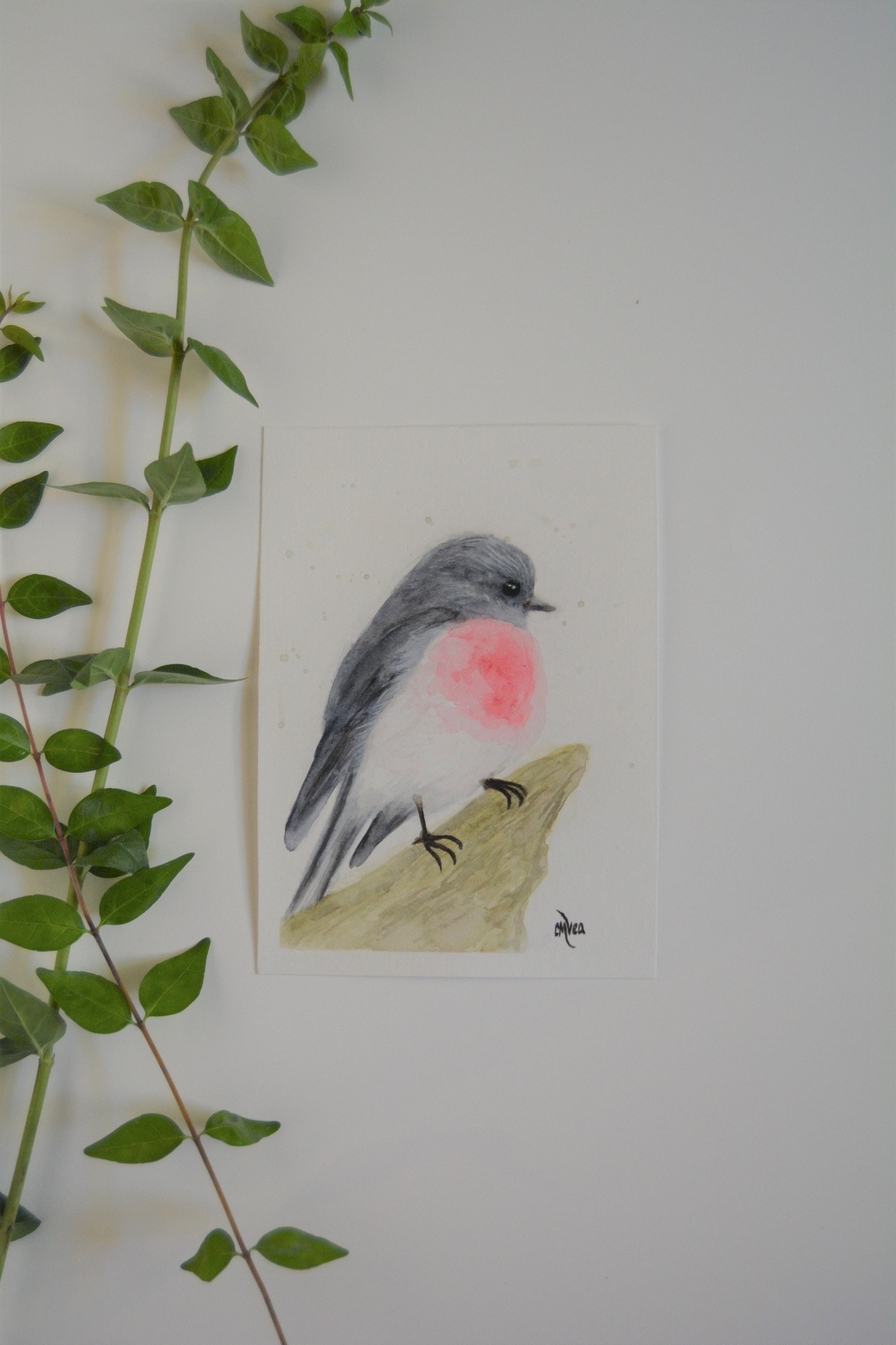 Rose Robin Watercolor Painting, Watercolor Robin, Watercolor Bird ...