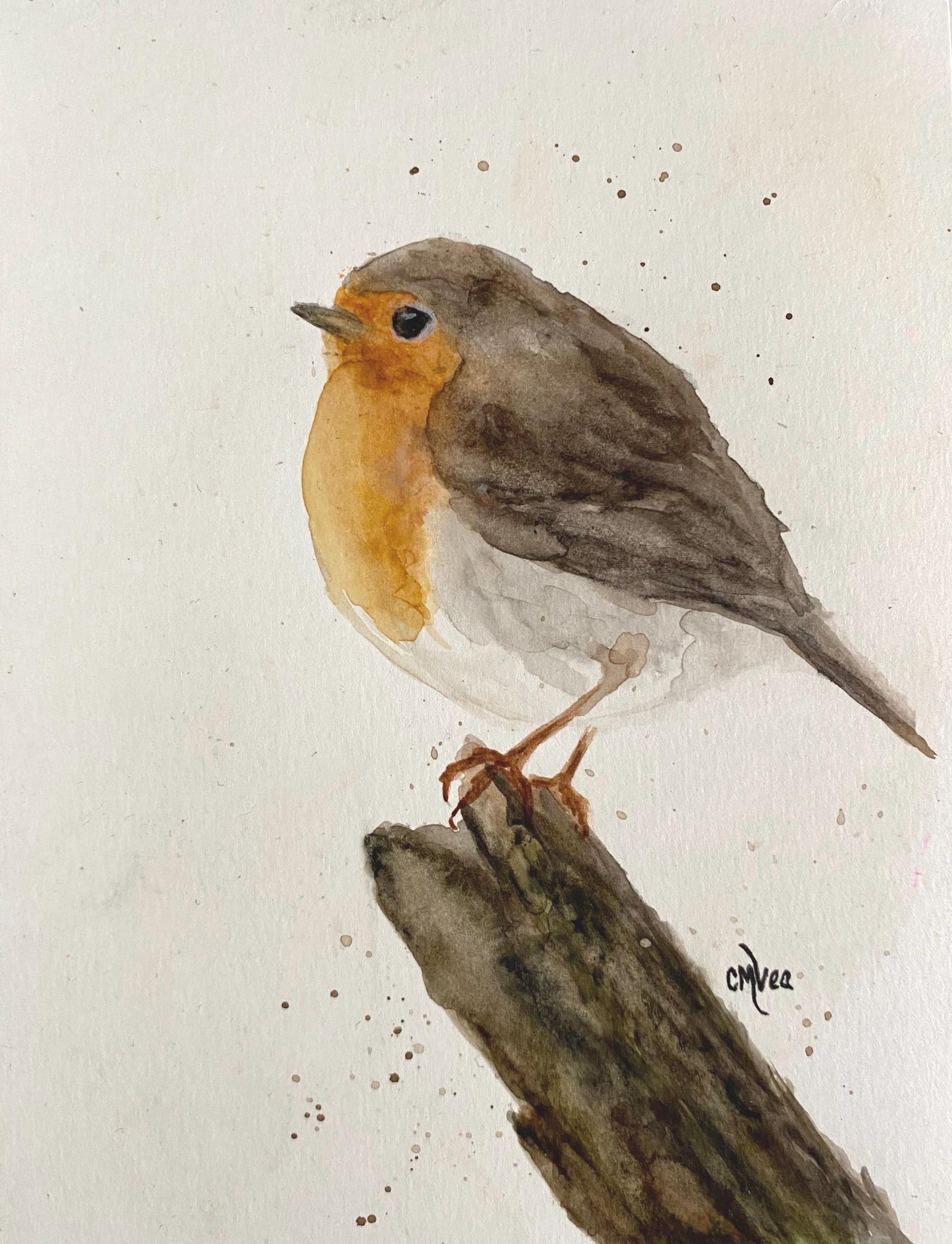 Little Robin Watercolor Painting, Robin Watercolor, Robin Bird Painting ...
