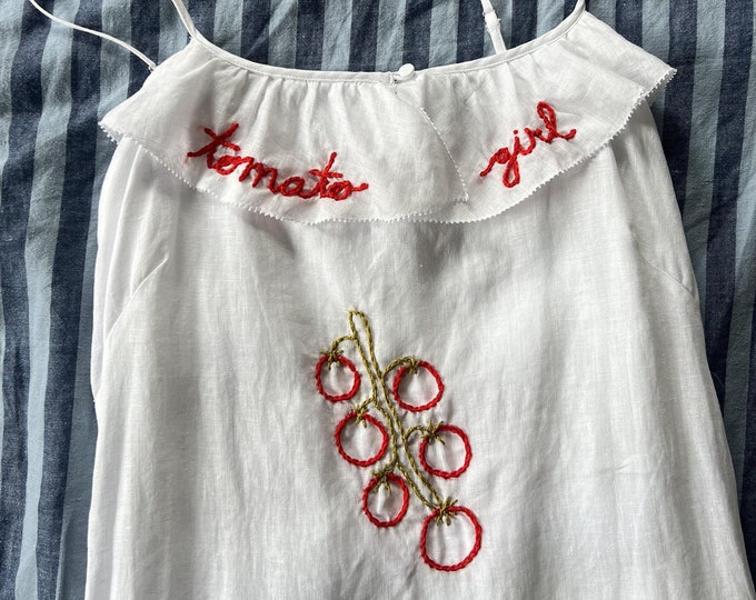 Hand-embroidered Tomato Girl Dress - Etsy