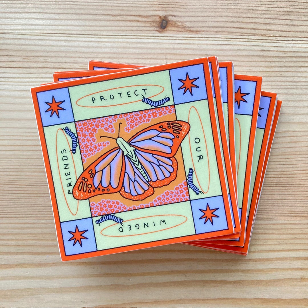 Protect Our Winged Friends Monarch Sticker Square Insect Sticker ...