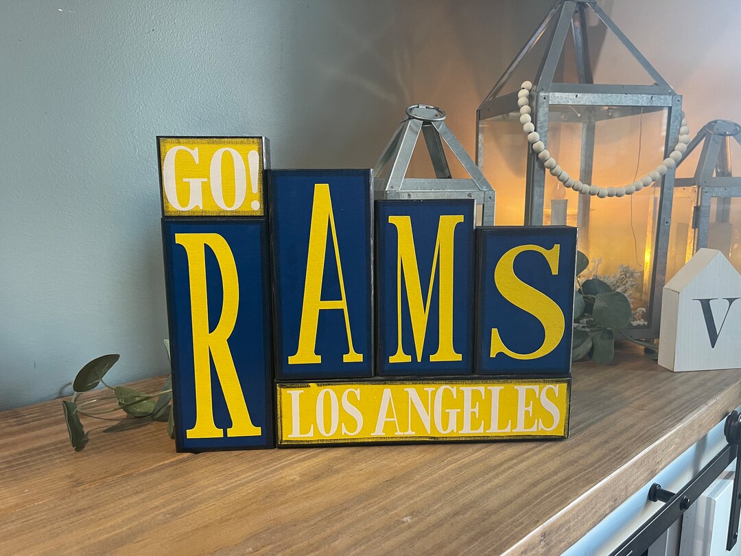 Los Angeles Rams Wood Block Set, Mancave, Decor, Office Decor, Wood ...