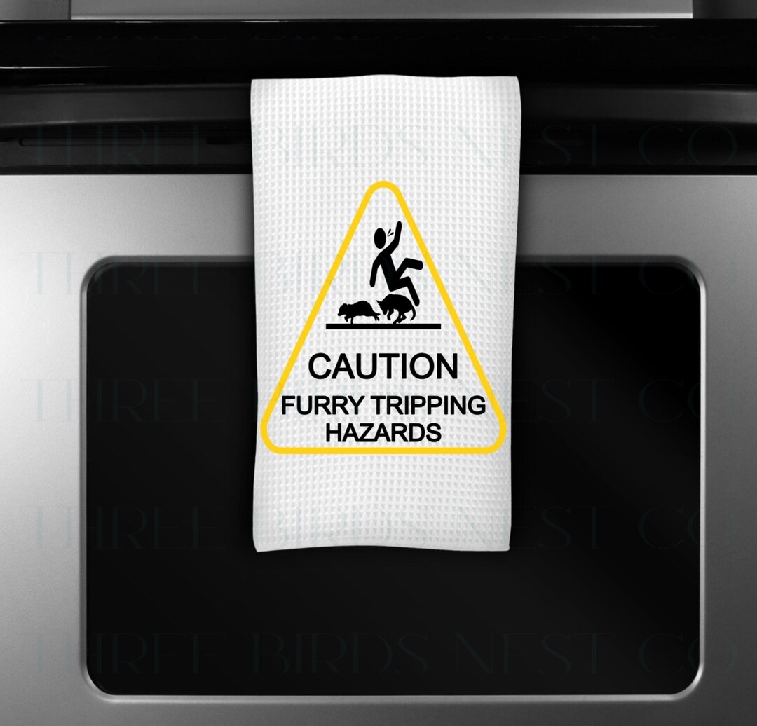 Caution- Furry Tripping Hazards - Personalized Dog Kitchen Towel - Gift ...