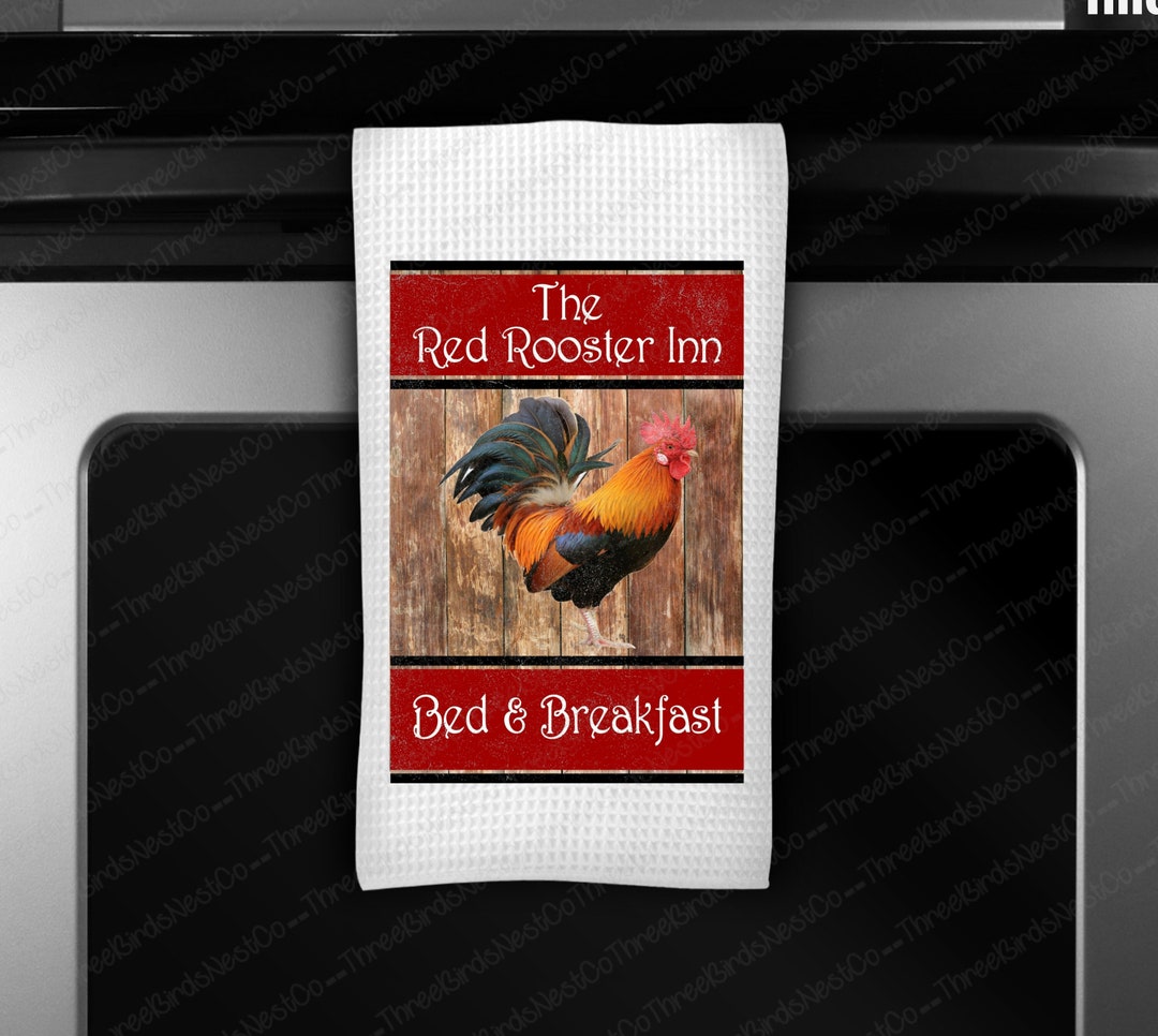 Red Rooster Inn Farmhouse Waffle Weave Dish Towel Kitchen Linens - Etsy