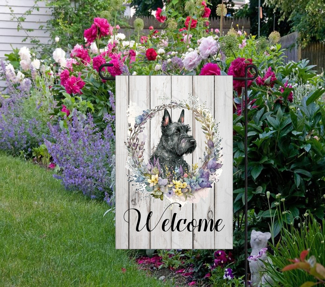 Scottish Terrier Floral Welcome Double-sided Garden Flag Scottie Dog ...