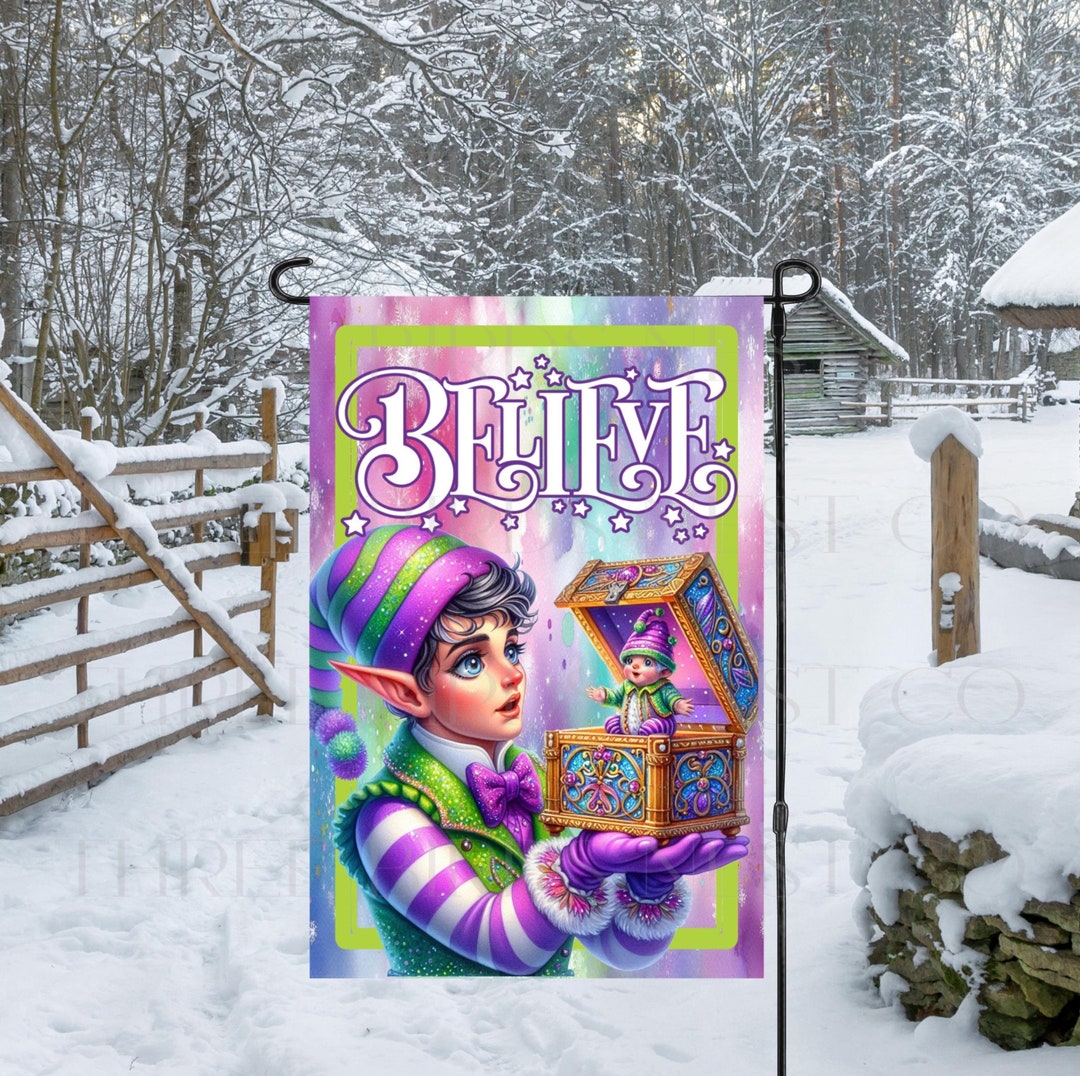 Christmas Elf Double-sided Garden Flag - Believe in the Magic of ...