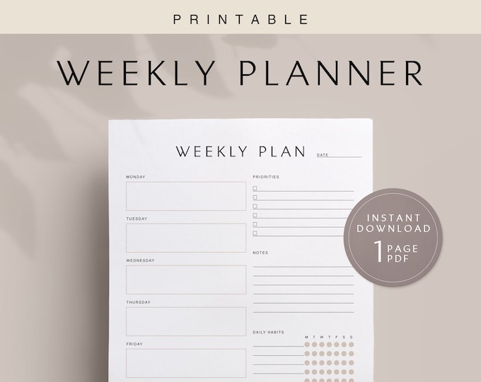 Daily Planner, Printable, Instant Download, A4, A5, US Letter - Etsy Canada