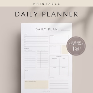 Daily Planner, Printable, Instant Download, A4, A5, US Letter - Etsy