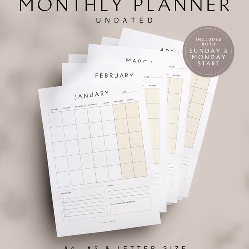 Daily Planner Printable Instant Download A4 A5 US Letter - Etsy