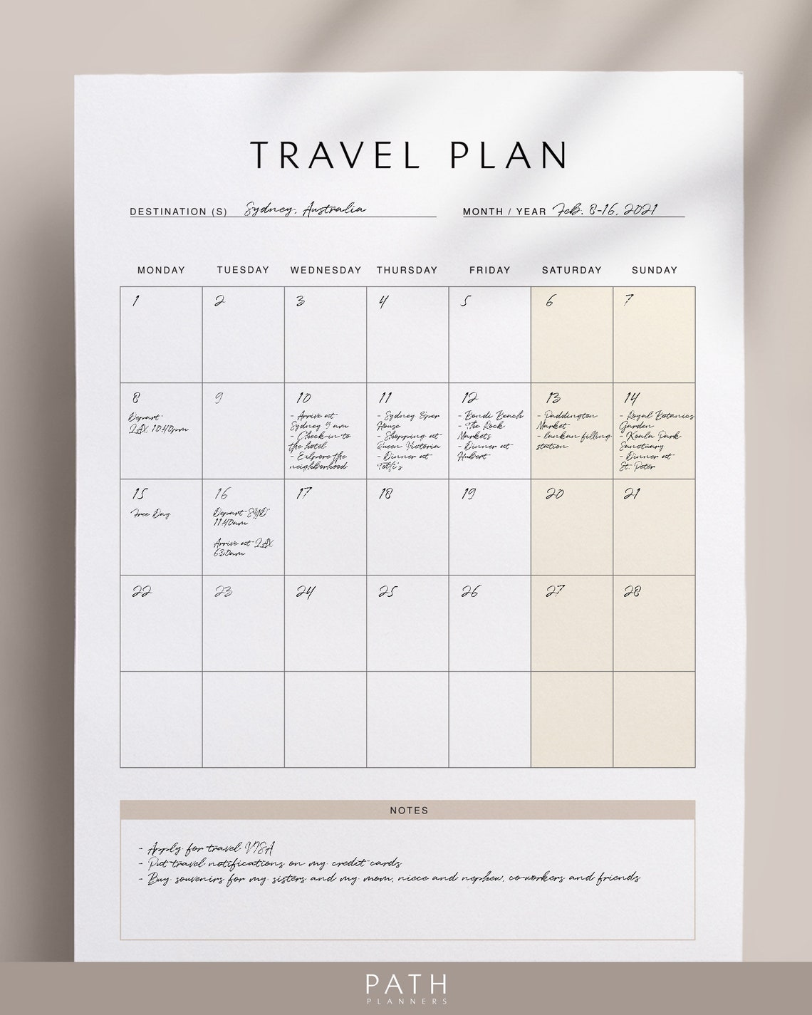 Travel Planner, Printable, Instant Download, A4, A5, US Letter - Etsy