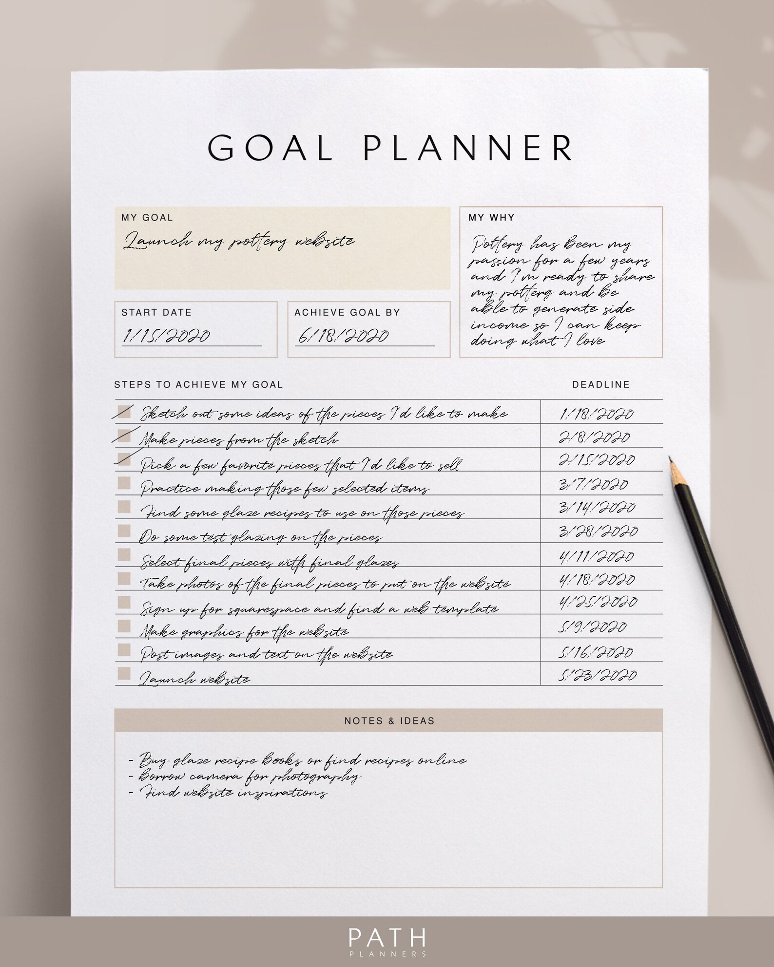 Goal Planner, Printable, Instant Download, A4, A5, US Letter - Etsy