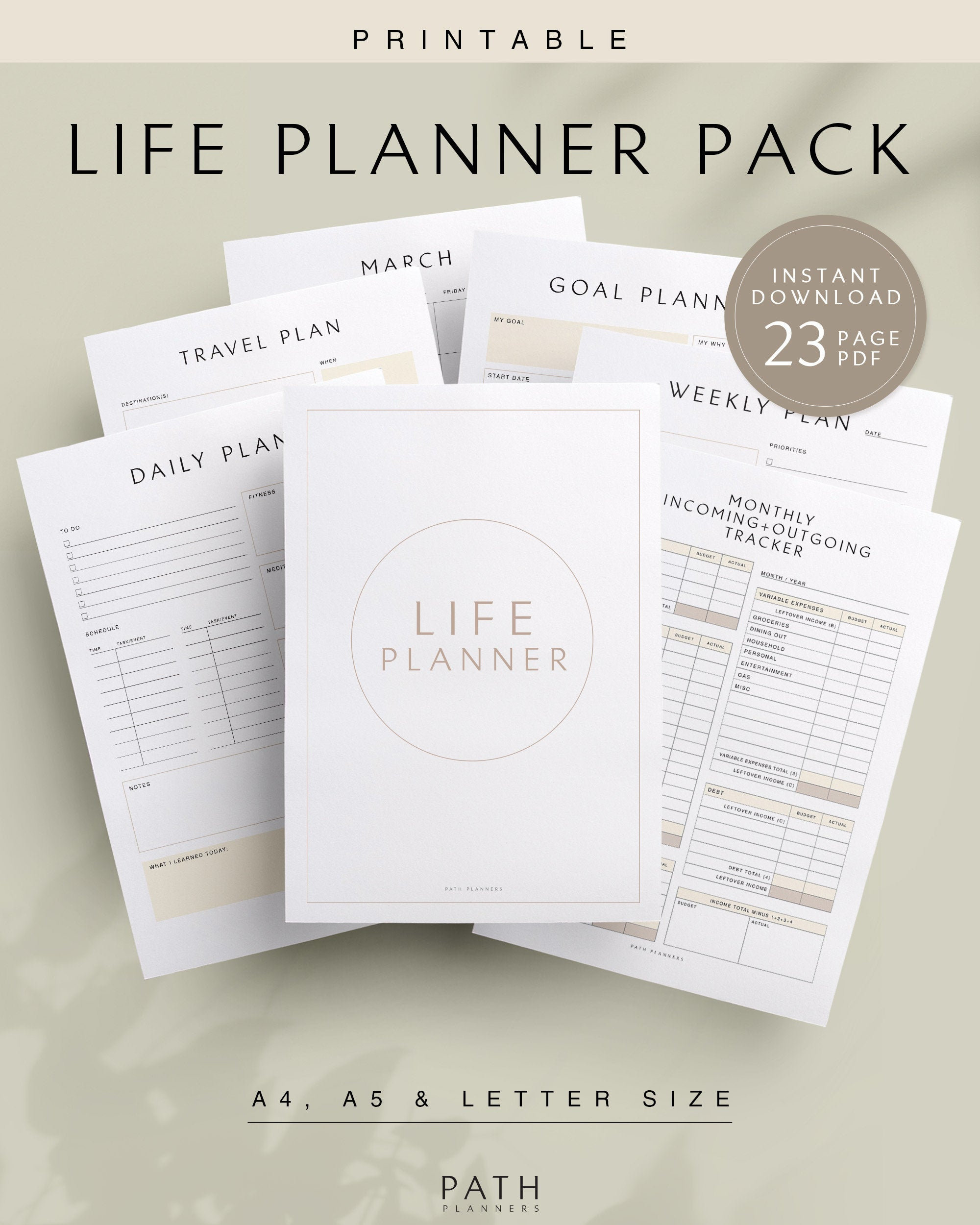 Life Planner Pack, Printable, Instant Donwnload, A4, A5, US Letter - Etsy