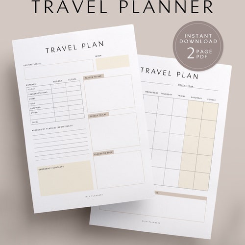 Travel Planner Printable Instant Download A4 A5 US Letter - Etsy