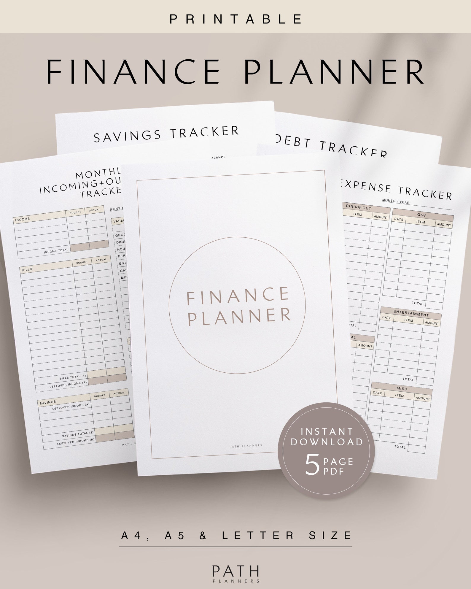 Finance Planner Printable Instant Download A4 A5 US - Etsy