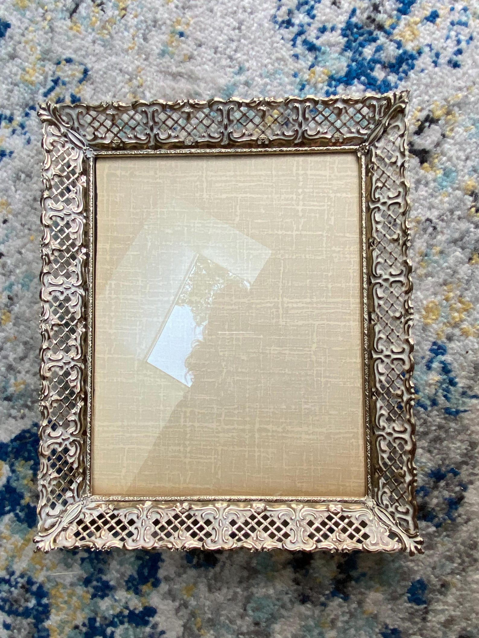 Vintage 8x10 Gold Color W/whitish Accent Metal Filigree Picture Frame ...