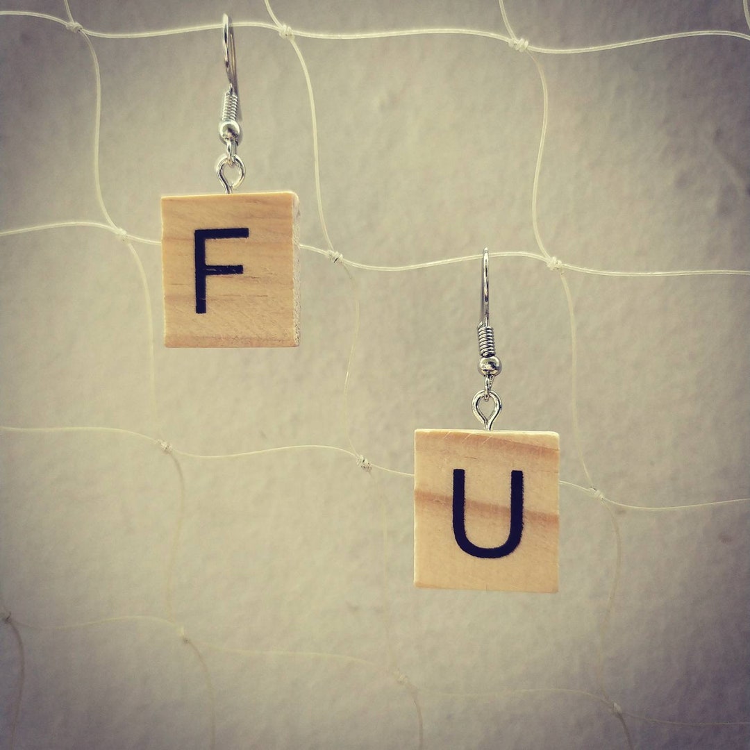 F U Earrings / Earrings Scrabble Wooden Letters NOS4A2 NOS4R2 - Etsy UK