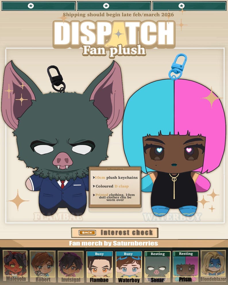 PREORDER | Fanmade Sonar & Prism Plush Doll Keychains | 10cm - Etsy