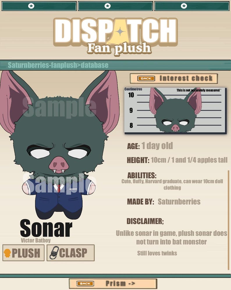 PREORDER | Fanmade Sonar & Prism Plush Doll Keychains | 10cm - Etsy
