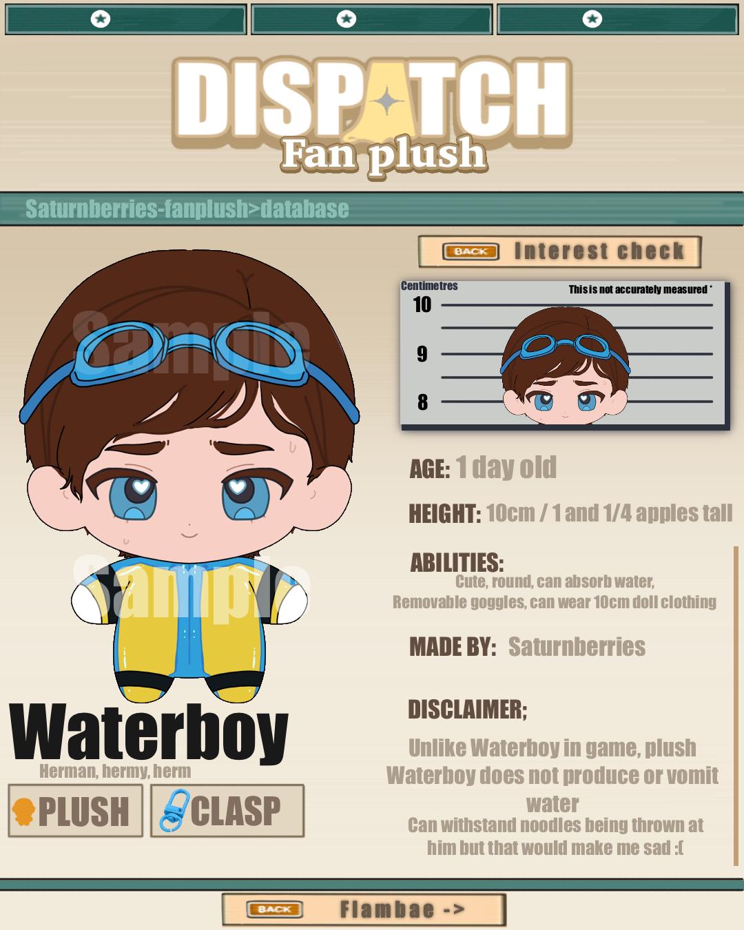 PREORDER | Dispatch Fan Made Waterboy & Flambae Plush Doll Keychains ...