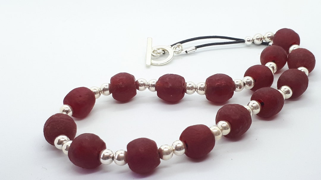 Ashanti - African Krobo Beaded Necklace 925 Sterling Silver - Etsy
