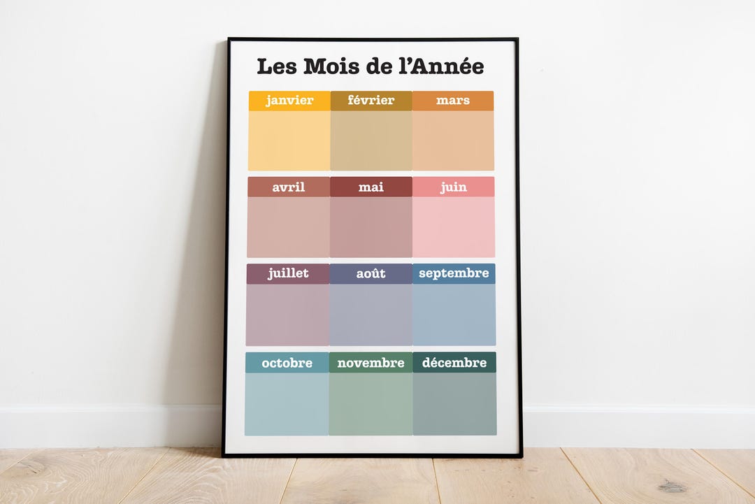French Months of the Year Vocabulary Printable Poster - Les Mois De L ...