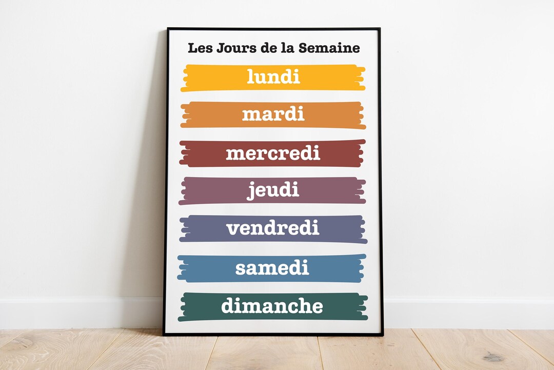 French Days of the Week Poster: Colorful Classroom Homeschool Art ...