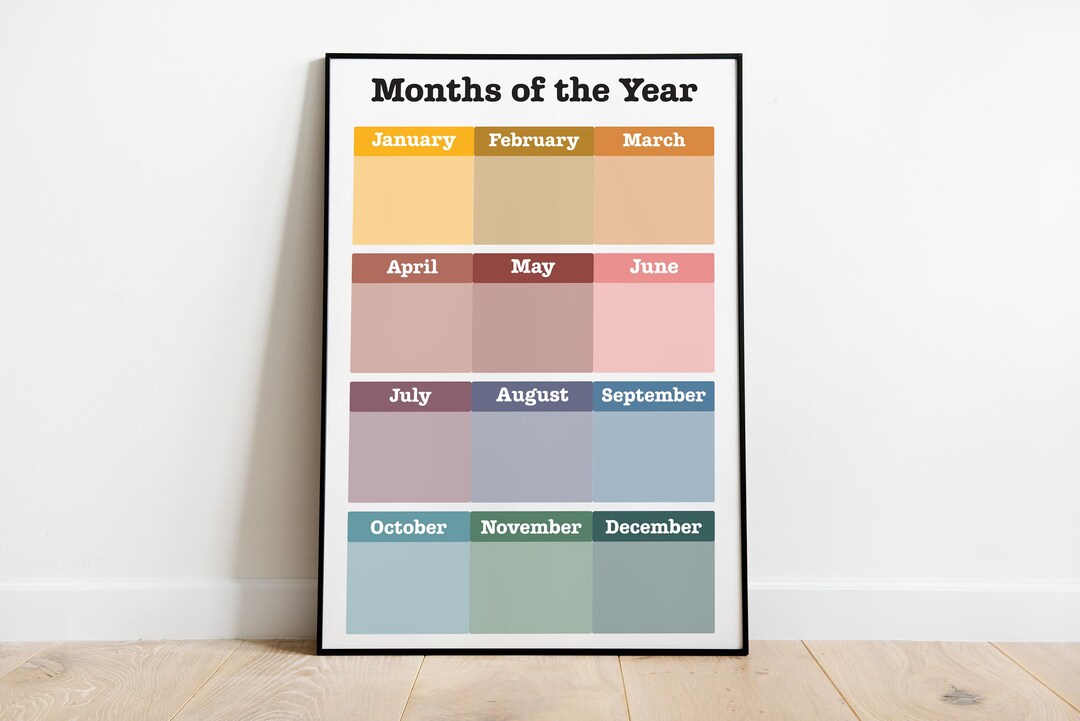 Months of the Year Printable Poster Classroom Wall Art Homeschool Decor ...