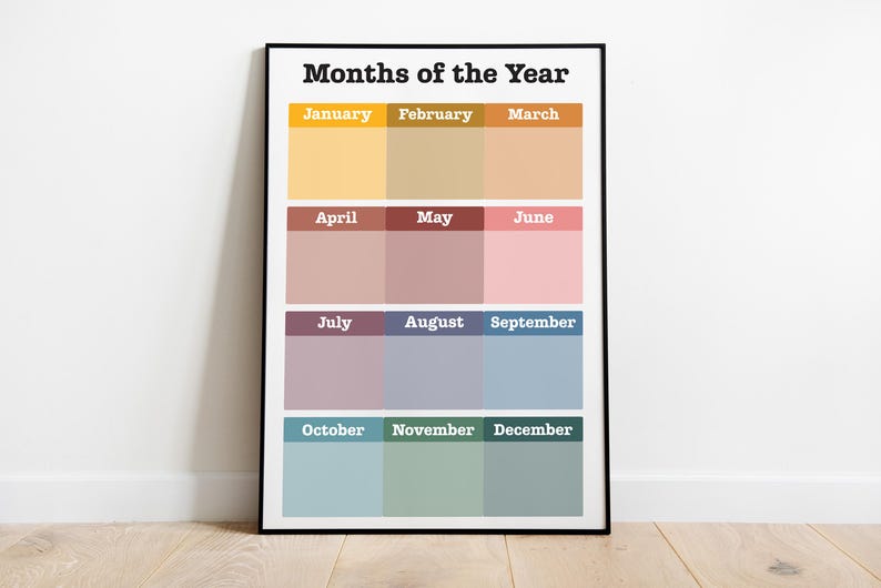 Months of the Year Printable Poster: Colorful Classroom Decor (digital ...
