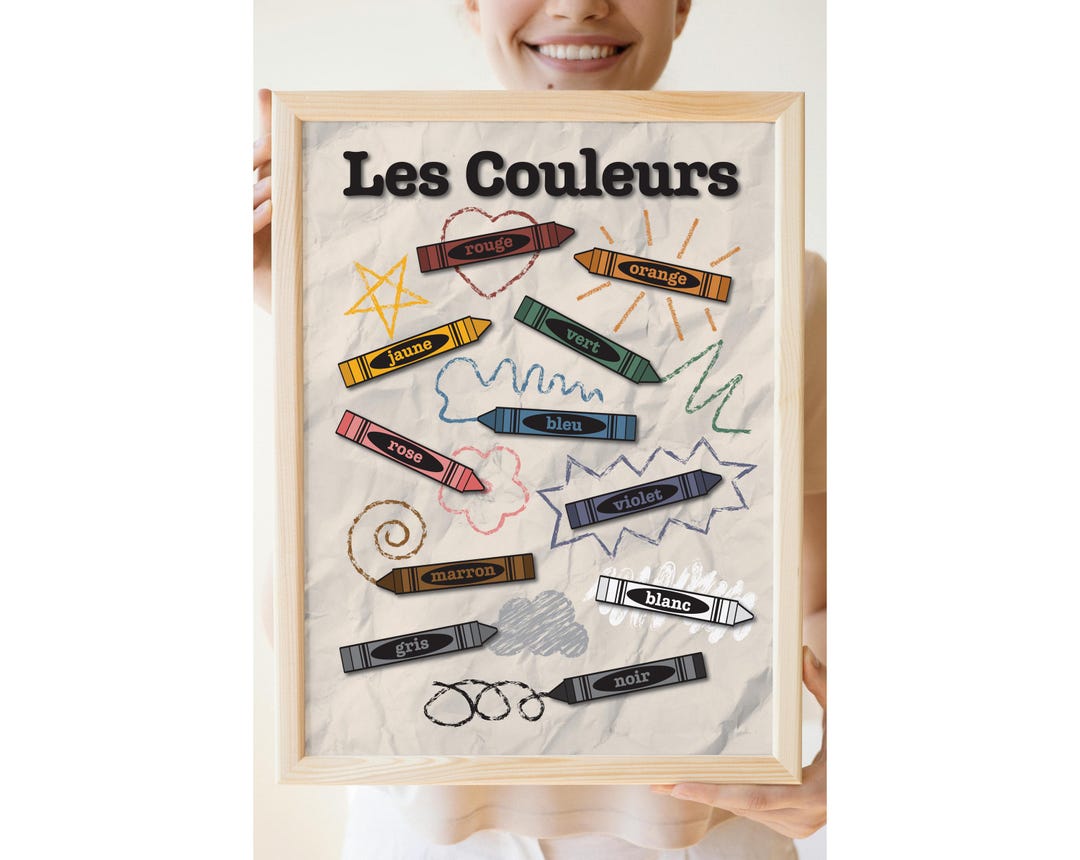 French Color Words Vocabulary Poster, Les Couleurs, Colorful Wall Art ...