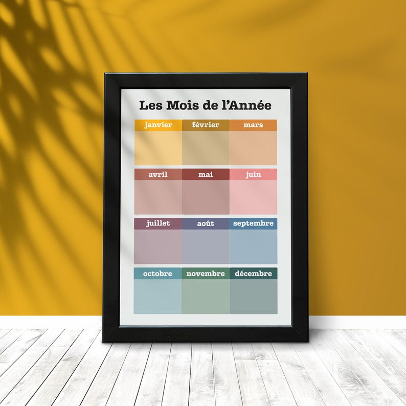 French Months of the Year Poster: Homeschool Classroom Art (digital ...