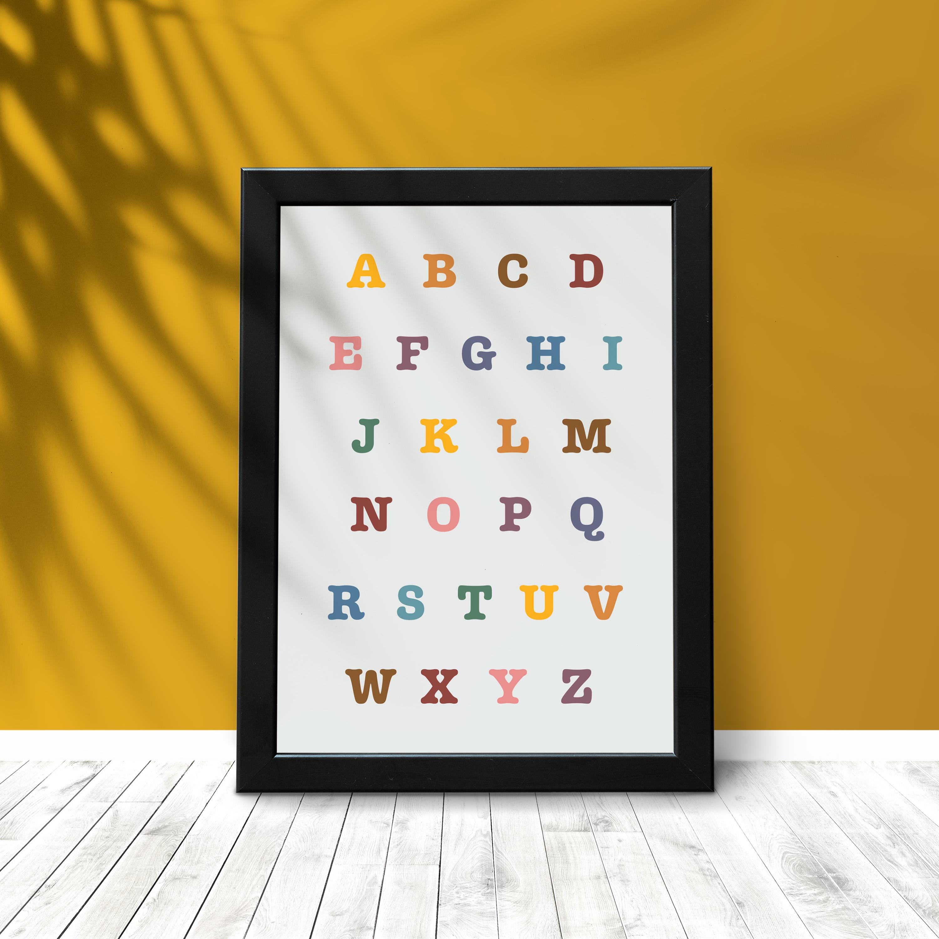 Alphabet Poster Classroom Wall Art Homeschool Decor Educational Kids ...