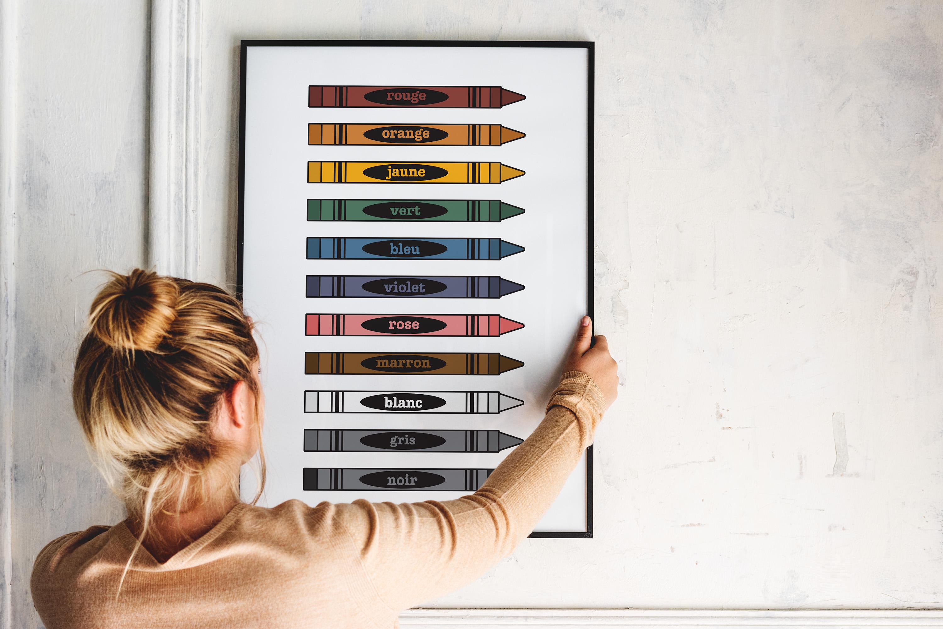 French Colors Vocabulary Printable Poster Vocabulary Sheet Classroom ...