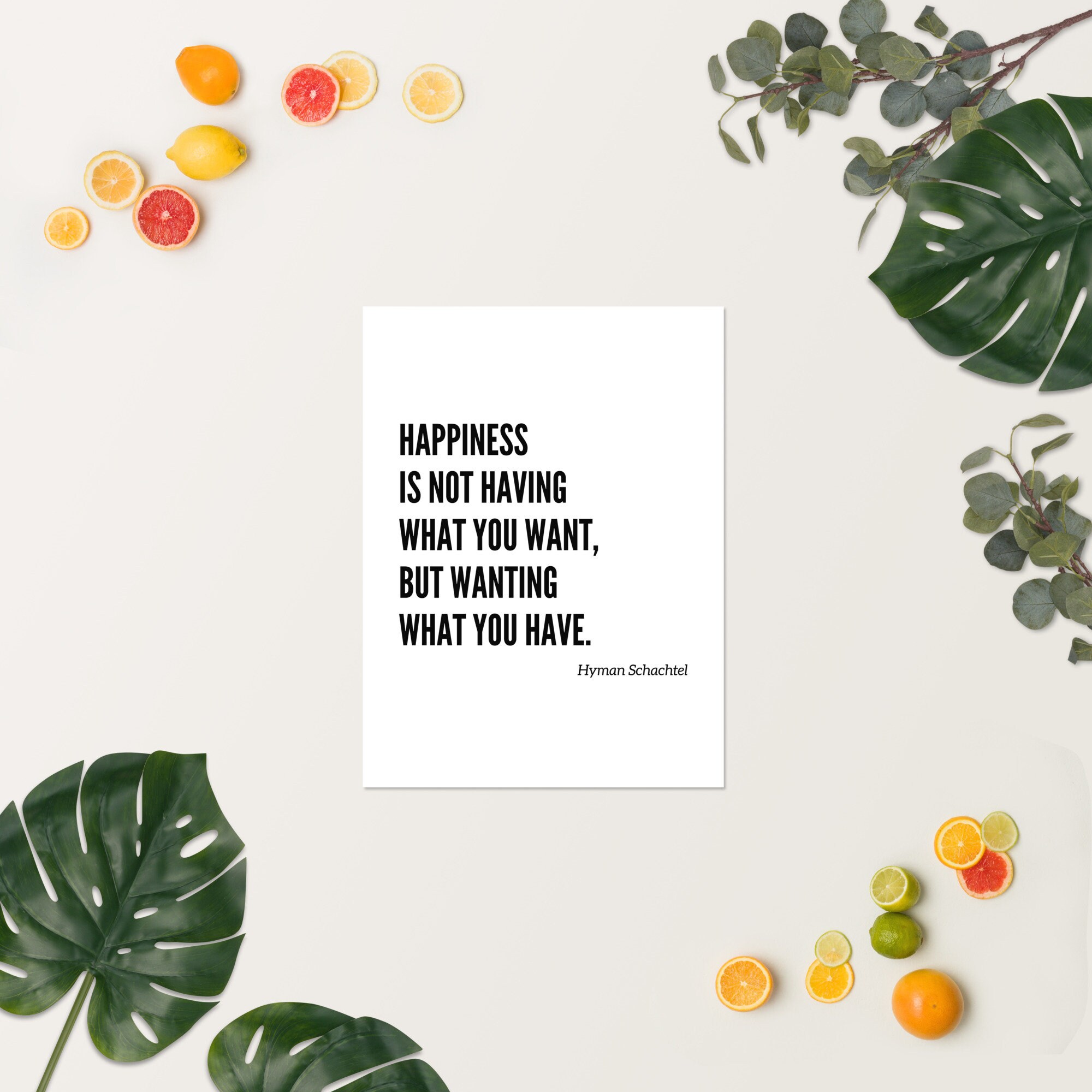 Poster - 18x24 - Minimal Hyman Schachtel Quote - "happiness is Not ...