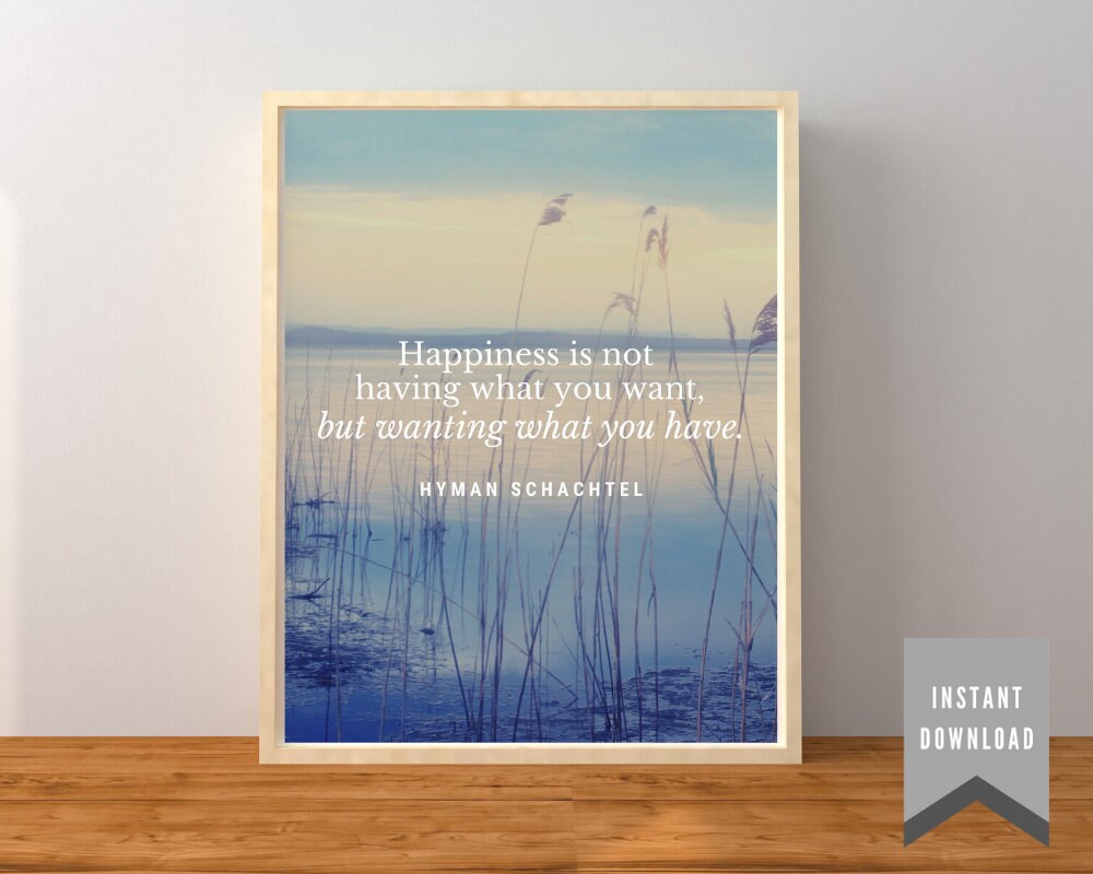 Hyman Schachtel Quote - "happiness is Not Having What You Want, but ...
