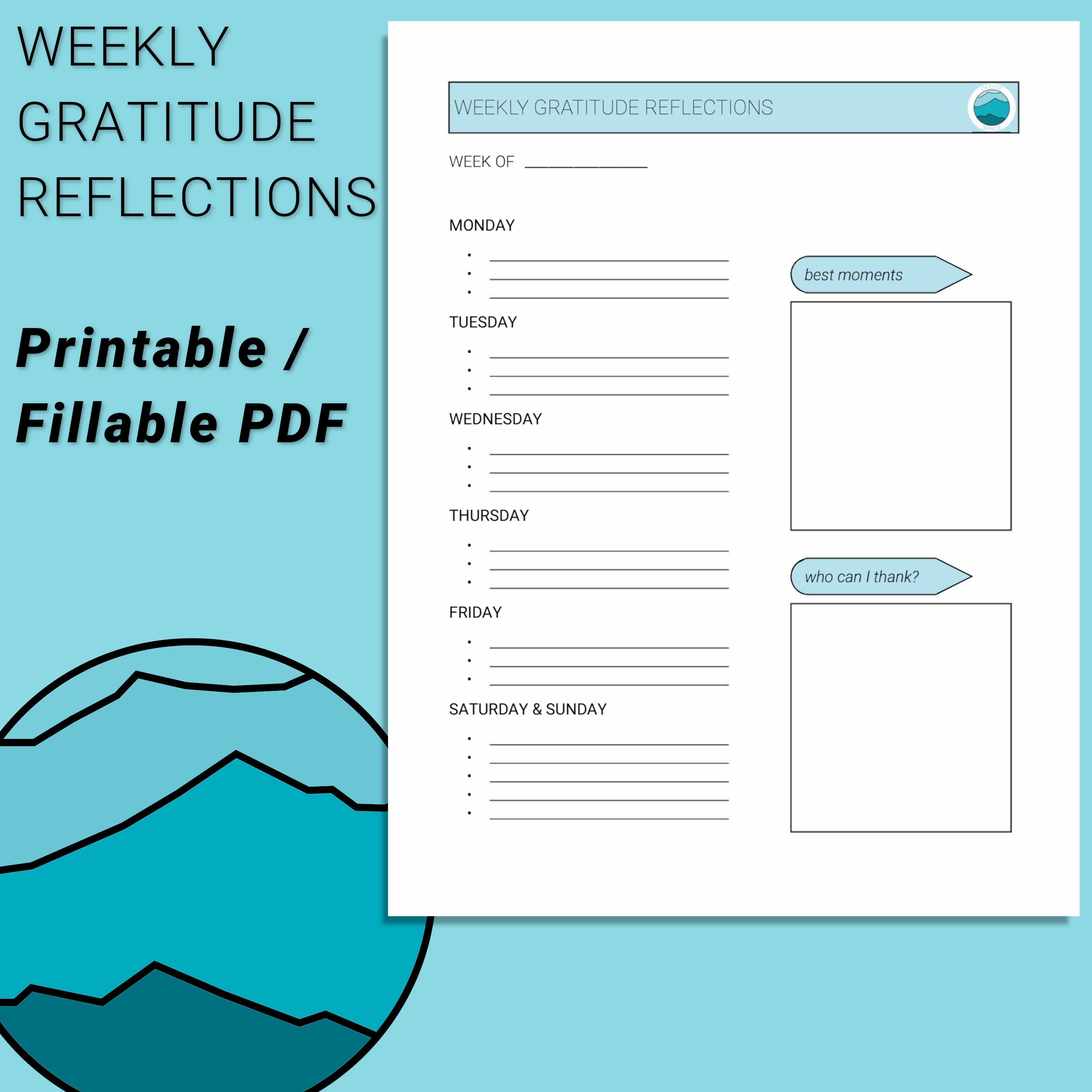 Weekly Gratitude Reflections Instantly Downloadable Gratitude Notes ...