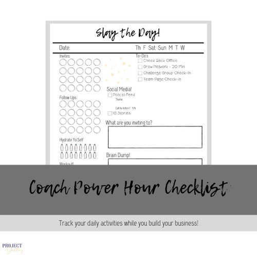Coach Power Hour Checklist Coach Daily Planner Challenge | Etsy