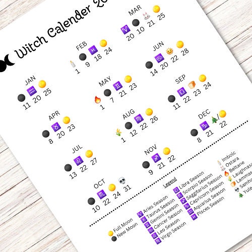 2024 Printable Witches Calendar, Printable Pagan Calendar, 8.5x11 ...