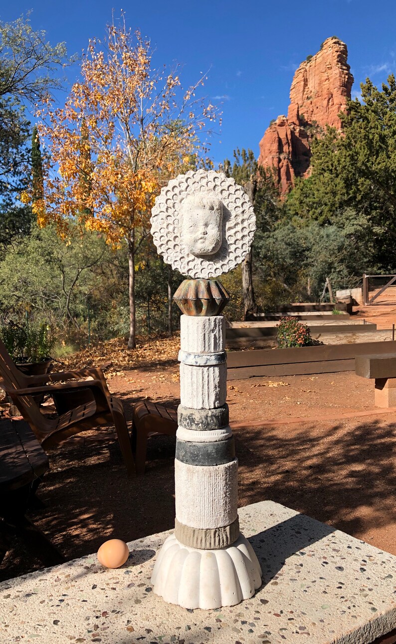 Totem Face Sculpture Art/concrete Totem Sculpture Art/abstract - Etsy