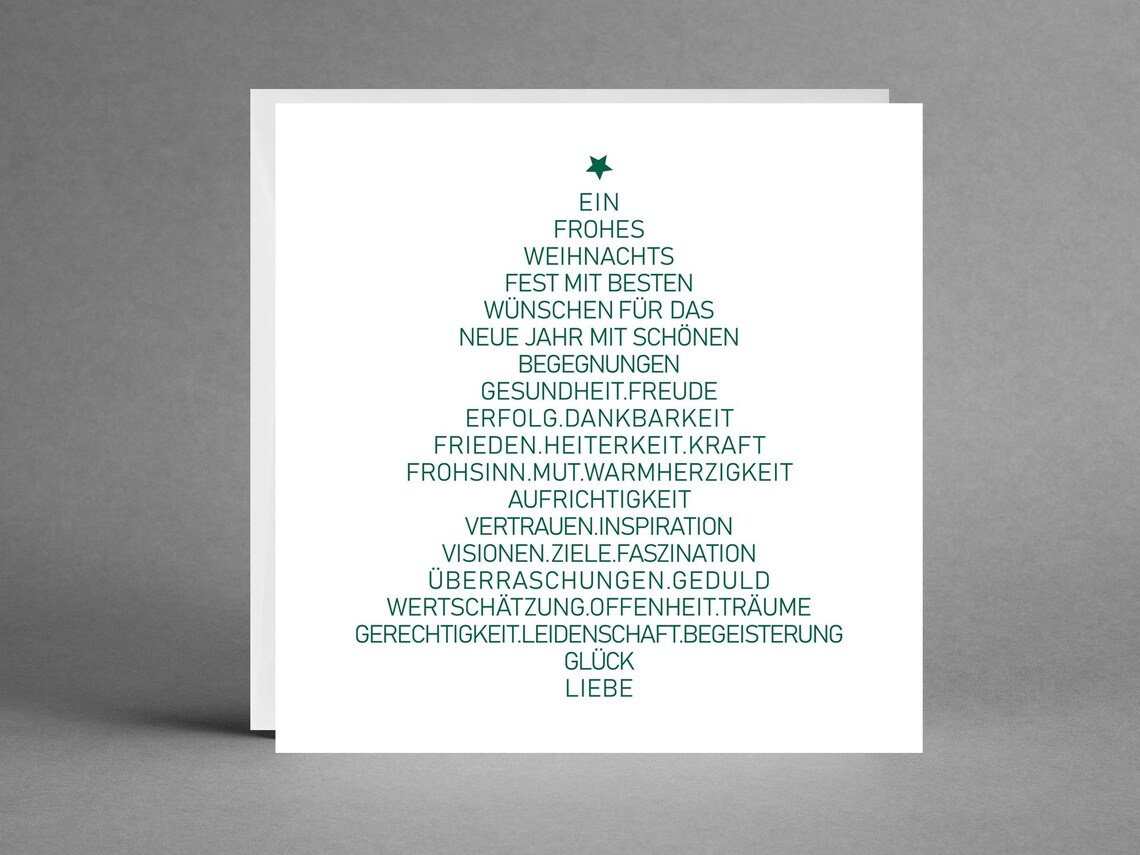 Christmas Card White Square With Good Wishes in the Form of a Green ...