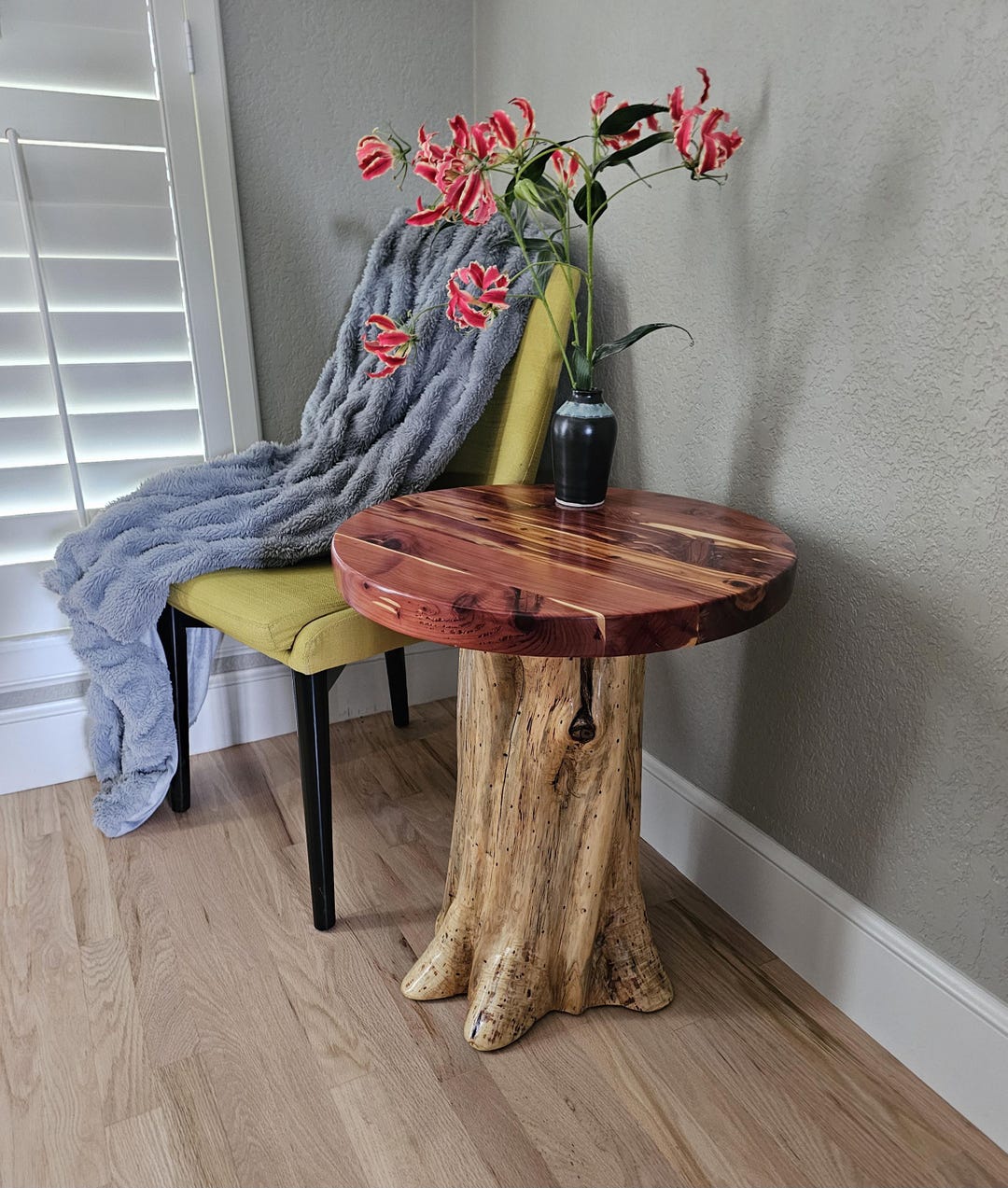 Unique, Rustic and Contemporary, Live Edge Cedar Stump Table With Large ...