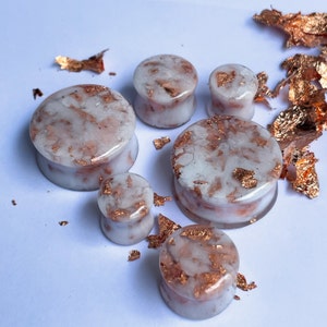 White Resin Tunnel With Cooper Colour Flakes Ear Plugs, Ear Tunnels ...