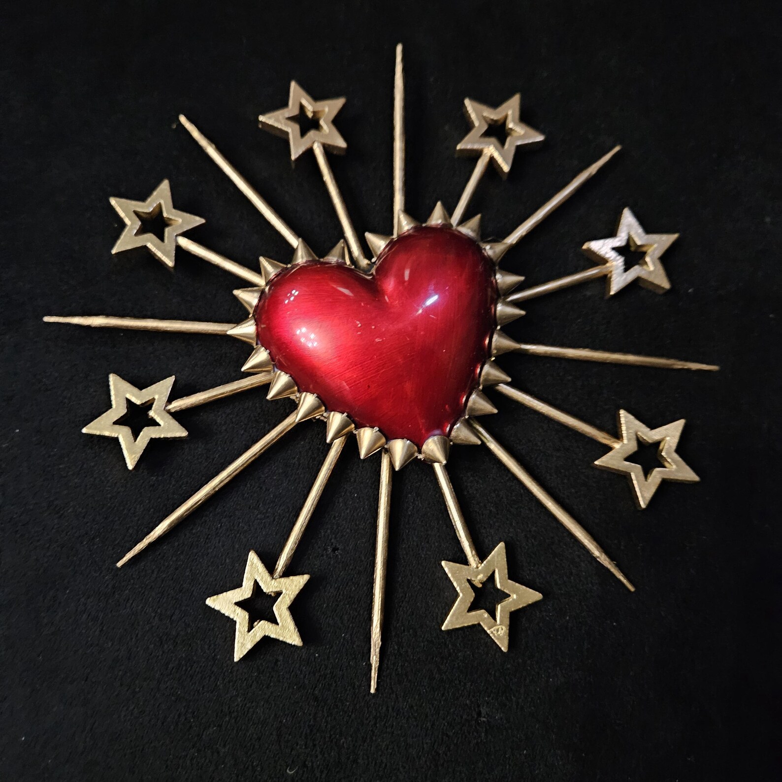 Red and Gold Framed Sacred Heart and Star Burst Duo. Red Sacred Heart ...