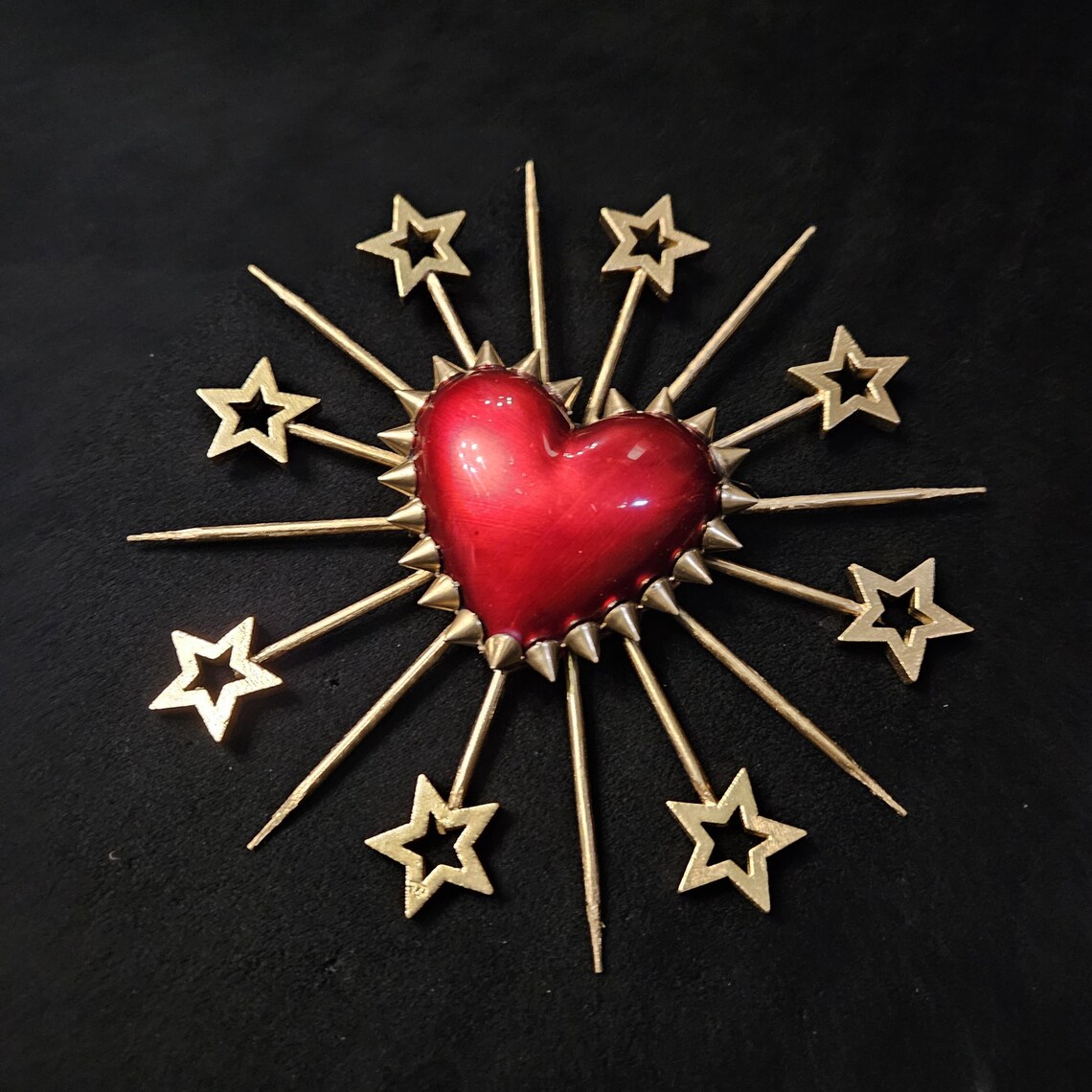 Red and Gold Framed Sacred Heart and Star Burst Duo. Red Sacred Heart ...
